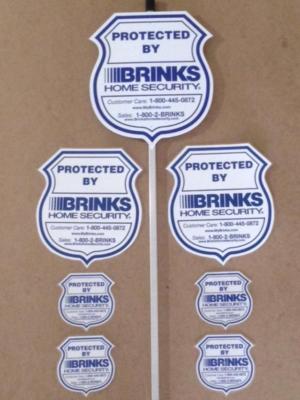 BRINKS Security Yard Sign stake mounted + 4 Window Decals ***BRAND NEW ...