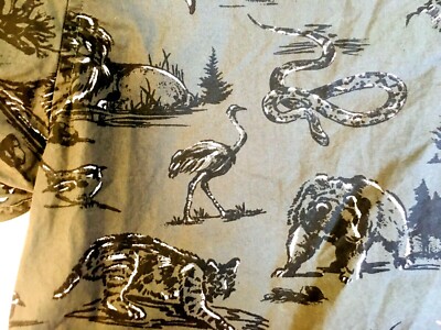 Element Men's M Dark Grey Cotton Camp Shirt Wildlife Animals Ostrich ...