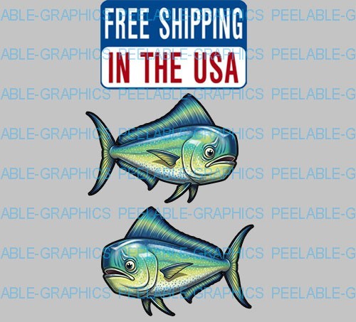Mahi Fish Fishing Vinyl Sticker Saltwater Decal Car Cup Boat Cooler ...