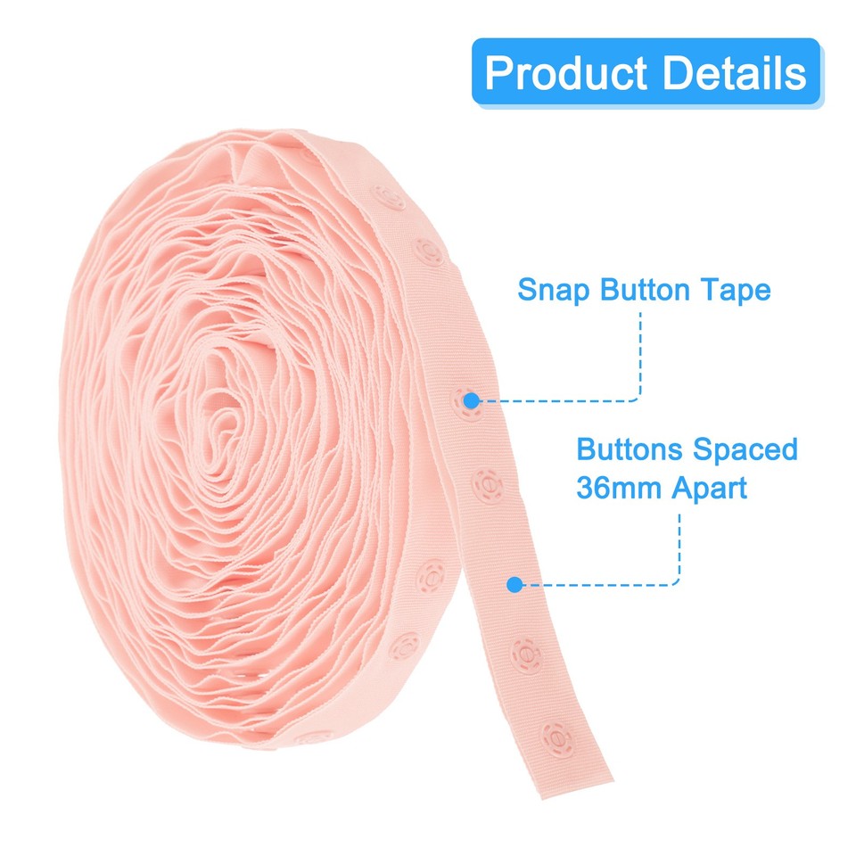 5 Yard Snap Button Tape Press Double Button Plastic Sewing Tape Misty ...