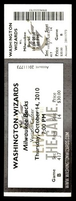 WIZARDS TICKET WALL 11AST VS BUCKS 10/14/10 | eBay