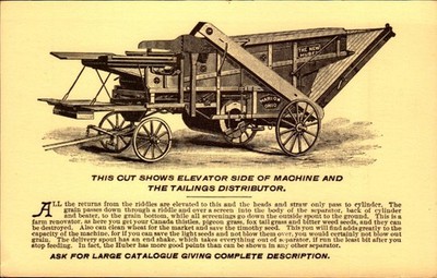 UDB ADVERTISING POSTCARD-VIEW OF THE HUBER MFG. CO. THRASHING MACHINE ...