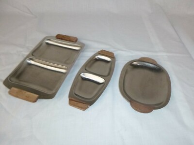 3 Vtg Mid Century MOD Small Stainless Steel Serving Trays Elpo japan | eBay