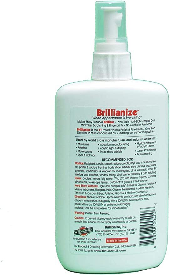 Brillianize Acrylic and Glass Cleaner - 8 oz Spray Bottle - Select ...