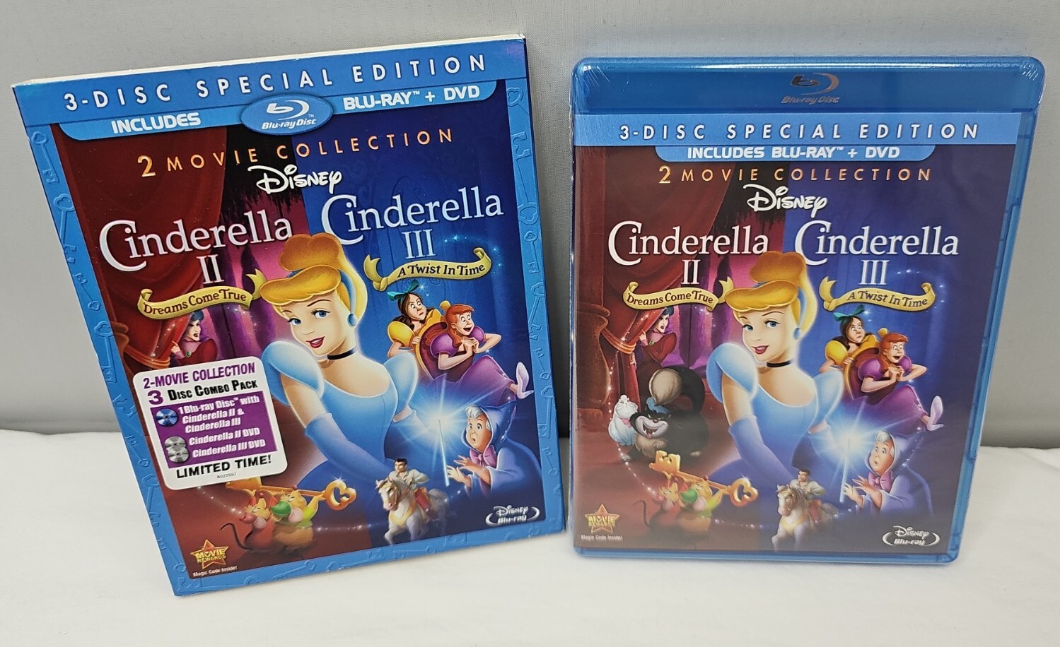 Disney's Cinderella II & III 2 3 3-Disc Blu-Ray + DVD Combo Set NEW ...