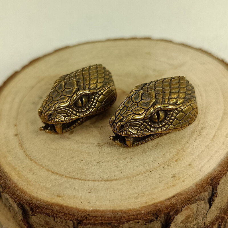 Vintage Handmade Copper Snake Head Keychains Pendant Retro Brass Snake ...