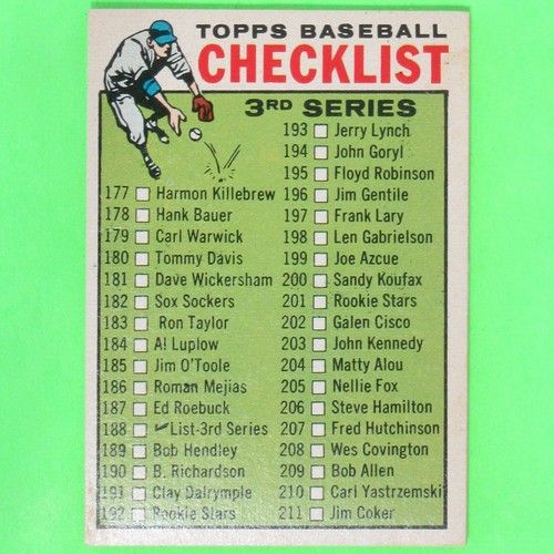 CHECKLIST 1964 VINTAGE 3rd. SERIES UNCHECKED Topps #188 Baseball | eBay