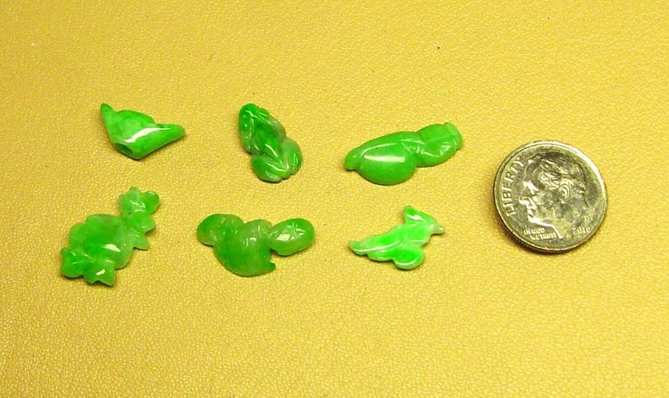 GENUINE JADEITE LOOSE STONES 6 NATURAL GREEN OLD STYLE TINY JADE ...