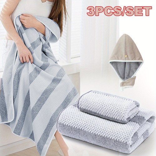 3pcs Multi-purpose Bath Towel Set Includes Washcloths Towels & Hair ...