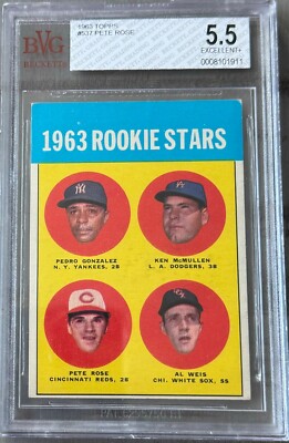 1963 Topps #537 Pete Rose Rookie card BVG 5.5 Excellent++Free Shipping ...