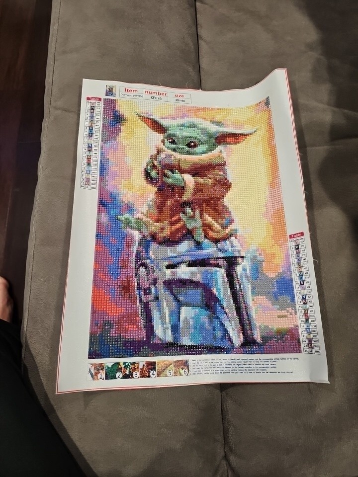 Completed, Finished, diamond painting baby yoda (grogu) | eBay