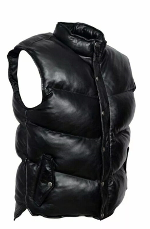 MEN'S GENUINE LAMBSKIN LEATHER BUBBLE PUFFER VEST BLACK & TAN SIZE XXS ...