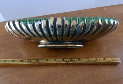 Vintage Mccoy Floraline Metallic Green 498 Scalloped Planter | eBay