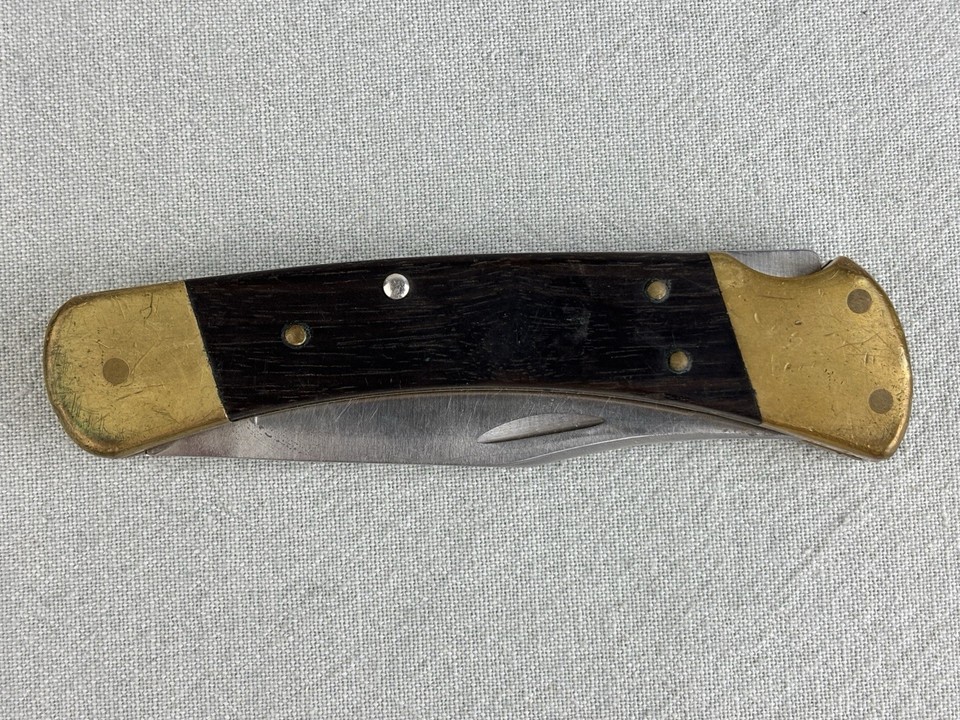 Vintage Buck 110 USA Folding Lockback Pocket Knife With Leather Sheath ...