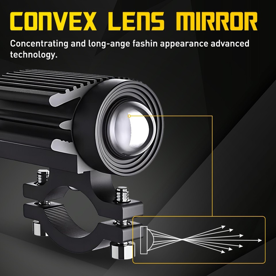 60W LED Motorcycle Headlight Yellow White Hi/Lo Spot Light Driving Fog ...