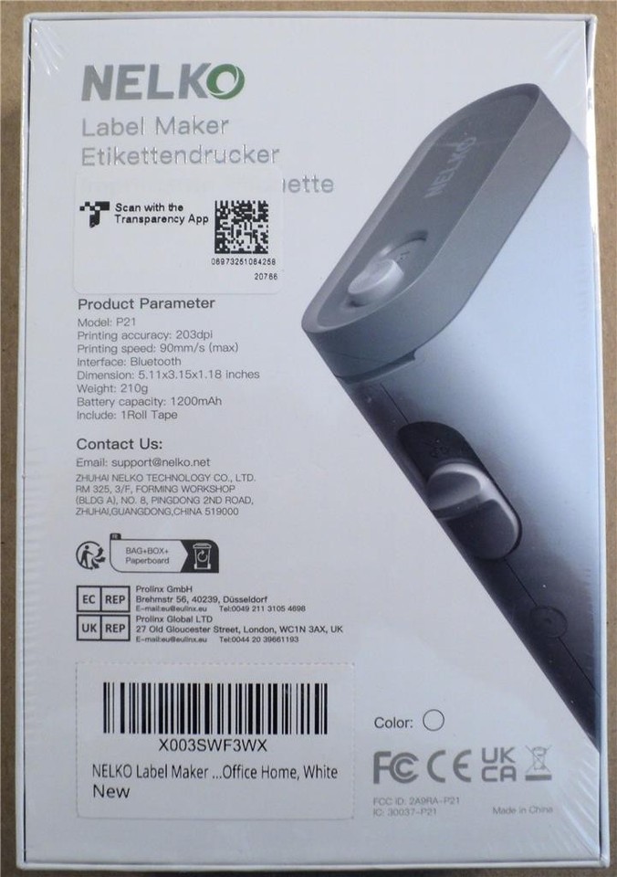 Nelko P21 Label Maker Machine - White with Tape, Bluetooth Label Printer - NEW! | eBay