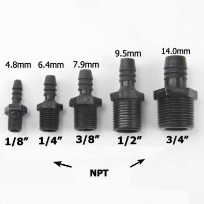 Hosetail Connector Barbed x Male NPT Thread Plastic Pond Pool Hose Pipe ...