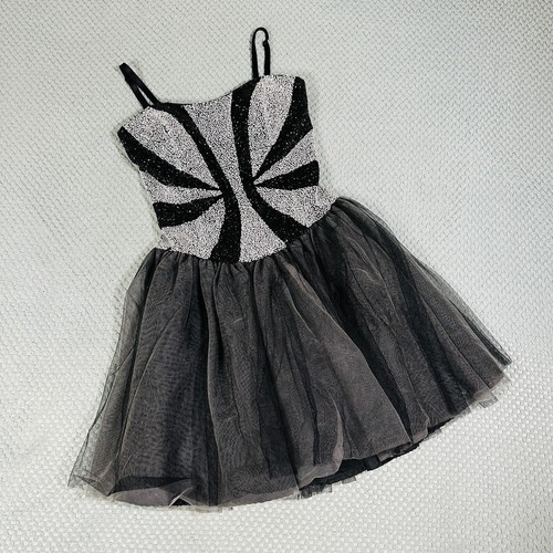 VINTAGE 80S RETRO HOCO HEAVY BEADED BLACK WHITE MINI TULLE BABYDOLL ...