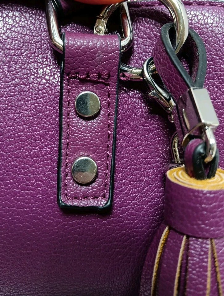 Charming Charlie Purple Pebble Satchel Bag With Handles W/Adj Shoulder ...