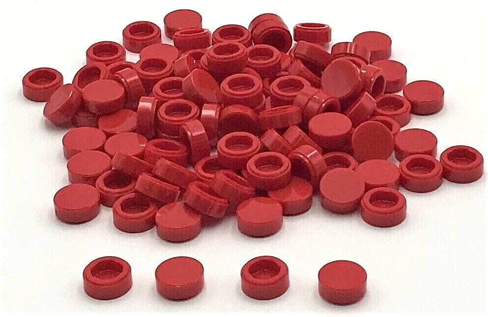 Lego 100 New Red Tiles Round 1 x 1 Flat Smooth Pieces Parts | eBay