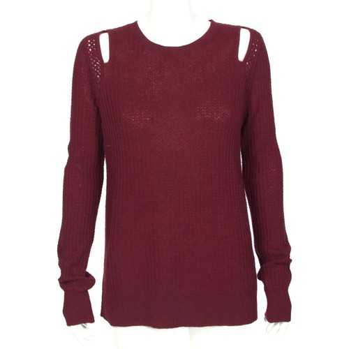 CHRISTOPHER FISCHER 100% Cashmere Burgundy Shoulder Cut Out Sweater sz ...