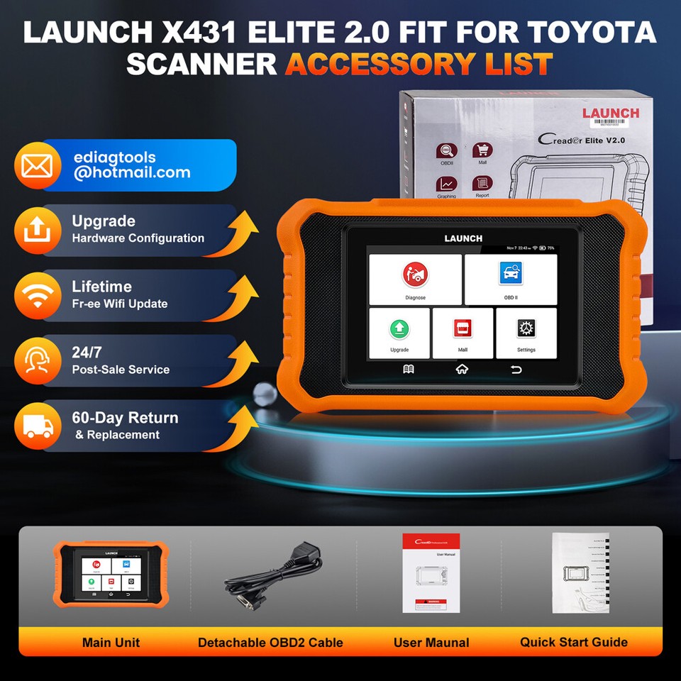 LAUNCH X431 ELITE For TOYOTA Lexus Car OBD2 Scanner Diagnostic Tools ...