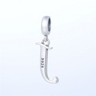 925 Sterling Silver Letter 'J' Initial Pendant Charm with Swarovski ...