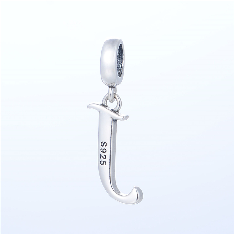 925 Sterling Silver Letter 'J' Initial Pendant Charm with Swarovski ...