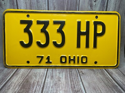 Vintage -1971 OHIO LICENSE PLATE - 333 HP - *PAIR* 2 Matching Plates | eBay