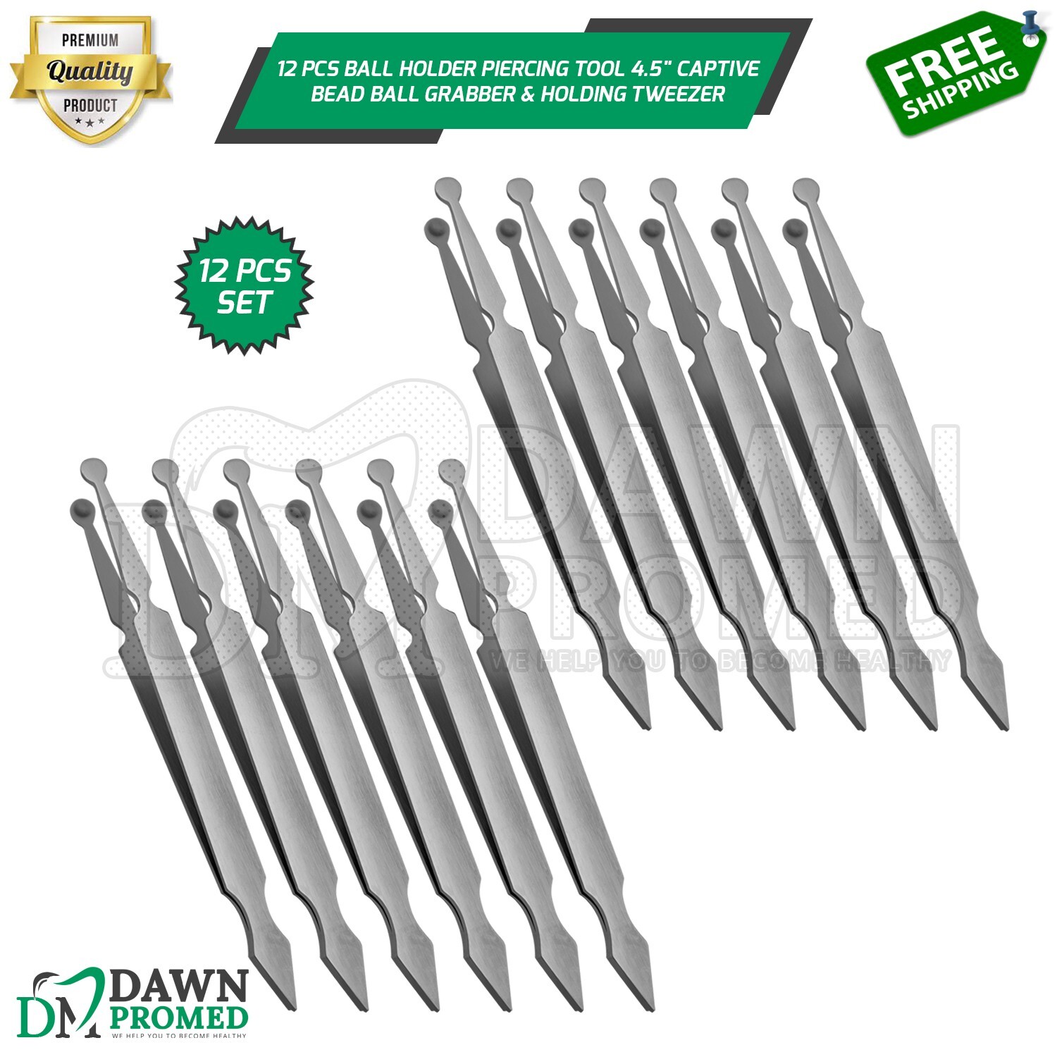 12 Pcs Ball Holder Piercing Tool 4.5" Captive Bead Ball Grabber Holding ...