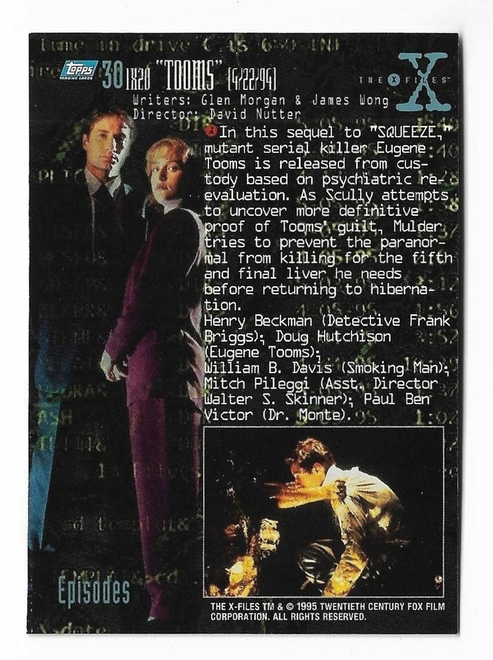 1995 Topps The X-Files Season 1 Silver FOIL Stamped Parallel Card #30 ...