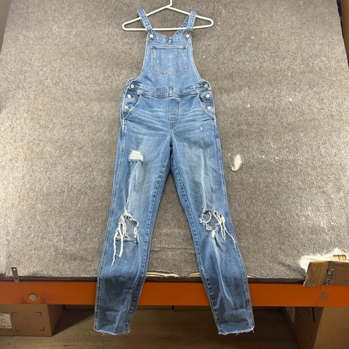 Old Navy Overalls Womens 4 Tall Blue Denim Bib Cotton Distressed ...