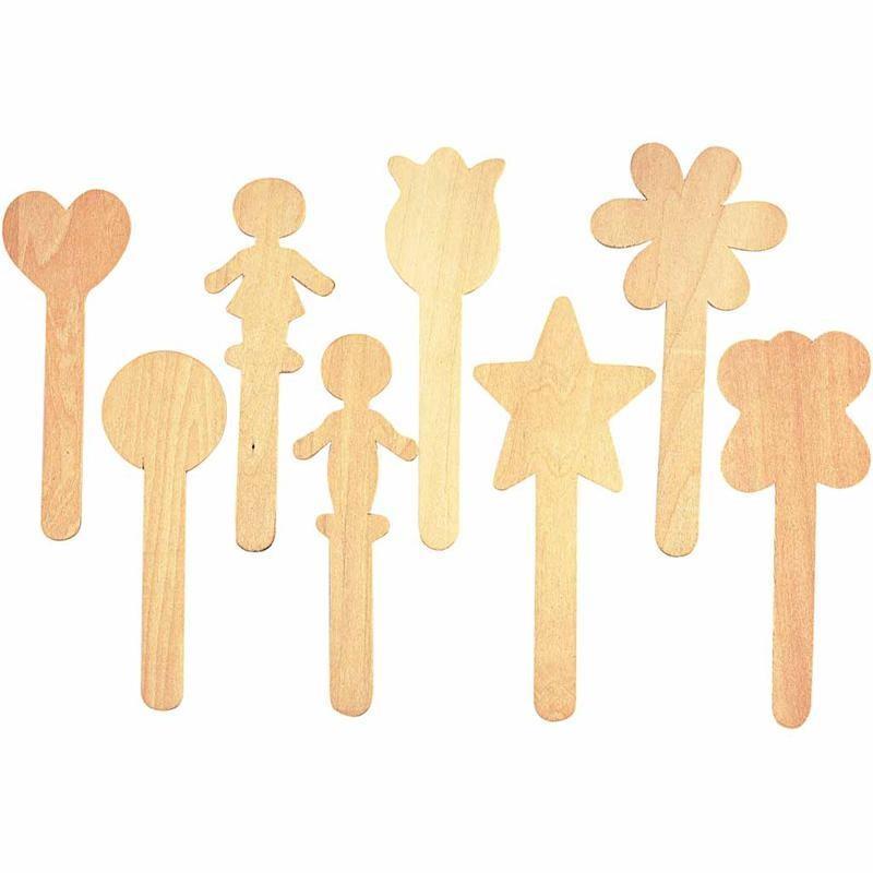 Lolly Pop Match Sticks Shaped Coloured Solid Sizes Wood Birch Craft ...