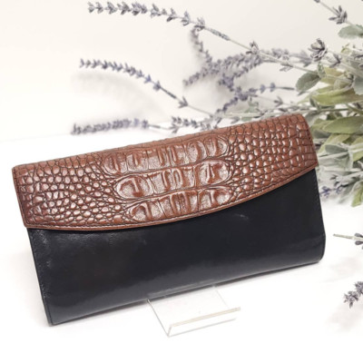 Brahmin Two-Tone Leather Tri-Fold Checkbook Wallet | eBay