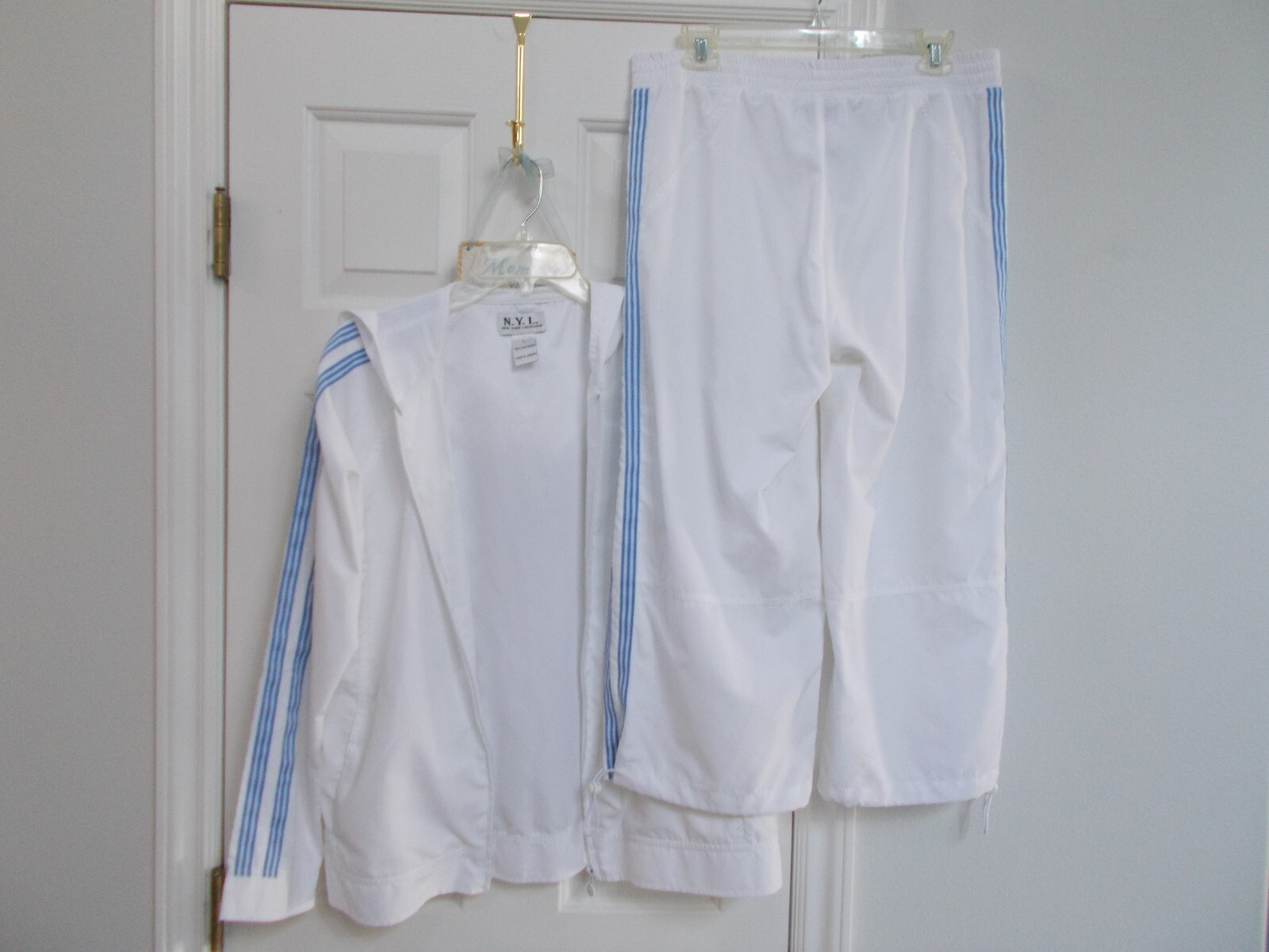 NYL New York Laundrys Womens White/Sky Blue 2Piece Set! Jacket sz L ...