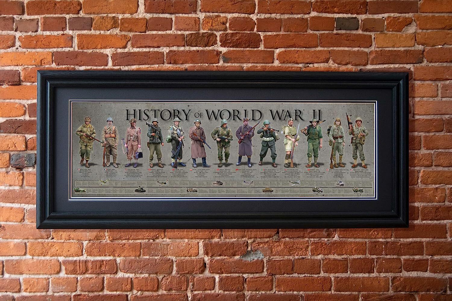 History World War II Framed Print Poster 36x11.75 Flag Grooved Frame ...