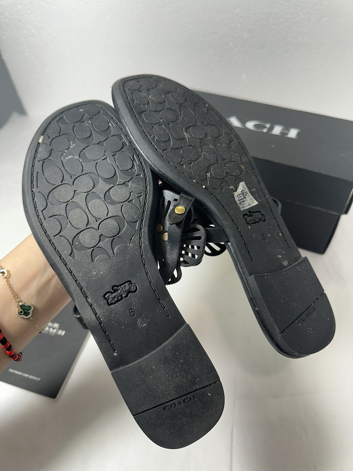 Coach Julia Leather Sandal Tea Rose Black US 6 - Gem