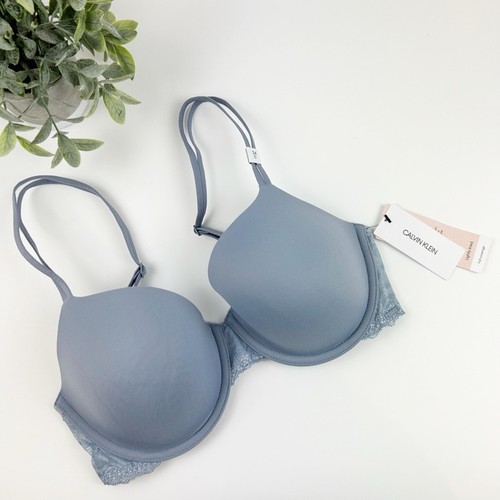 Calvin Klein Women's Perfectly Fit Etched Lace Bra QF5331 Blue Size 34D ...