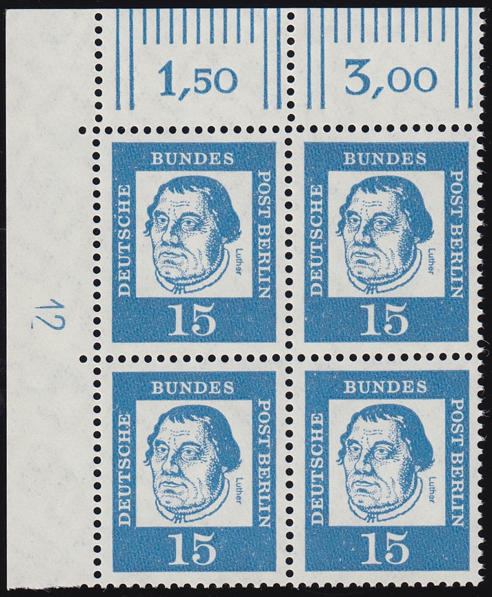 203 DZ Bed. Deutsche 15 Pf Druckerzeichen 12, Eck-Vbl. postfrisch ** | eBay