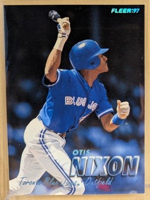1997 Fleer TIFFANY #245 Otis Nixon Blue Jays RARE BLUE FOIL GLOSSY ...