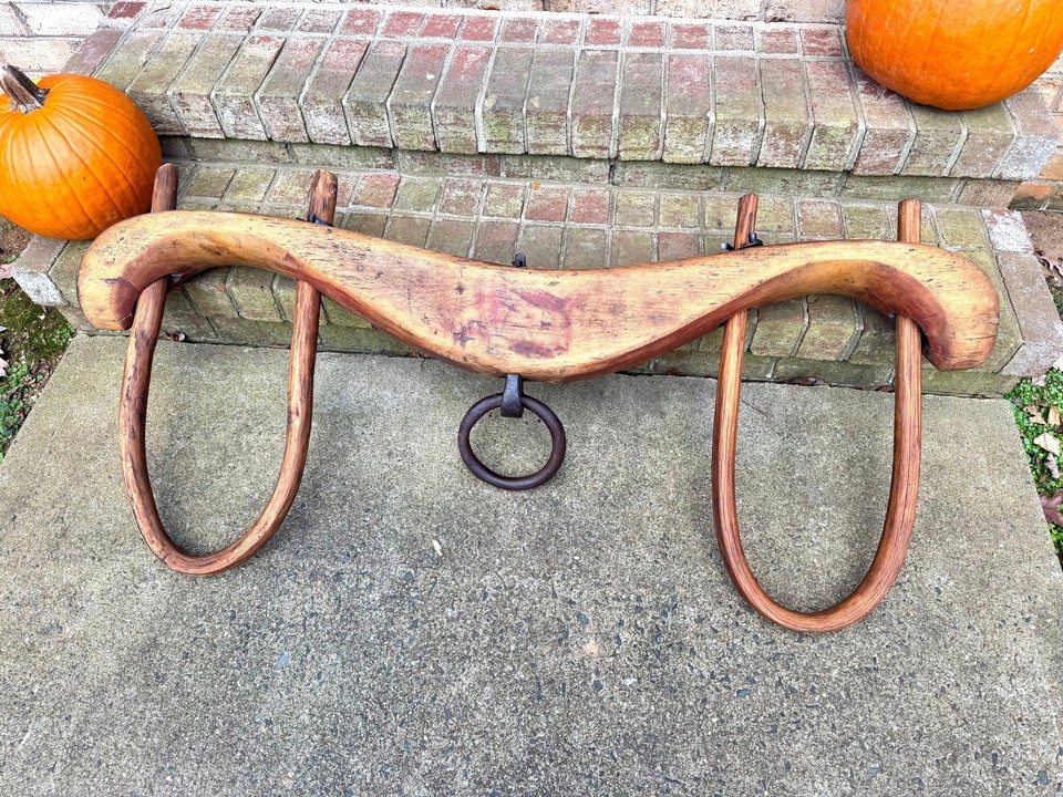 Antique Double Ox Yoke | Large Ox Yoke | Rustic Wood and Steel Double ...