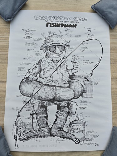 1985 Jim Snook Funny CARTOON Fisherman PRINT 18 X 24" | eBay