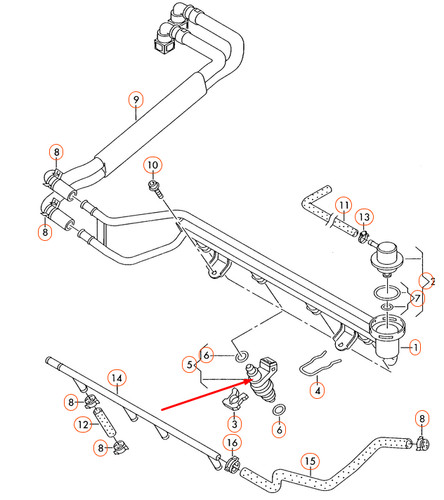 NEW VOLKSWAGEN GOLF MK5 FUEL INJECTOR 037906031AL 2 0 PETROL ORIGINAL ...