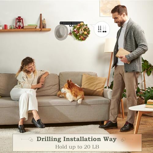 HOMEBROS Key Holder Wall Mount Key Hanger with 3 Double Key Hooks Small ...