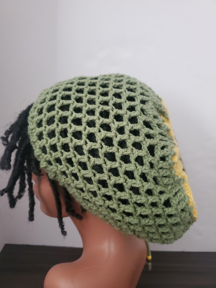 Crochet Flower Tam Slouch Hat With Drawstring Handmade One Size | eBay
