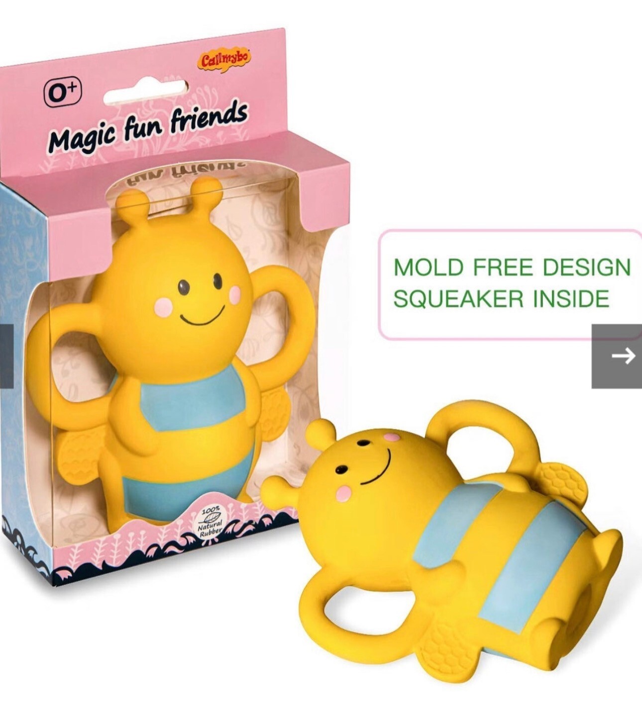 Teething Toy, Bee Teether for Baby BPA-Free Silicone Free 100% Natural ...