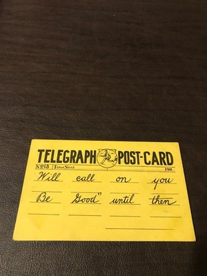 HUMOR - UNPOSTED POSTCARD - TELEGRAPH POST-CARD - WILL CALL ON YOU ...