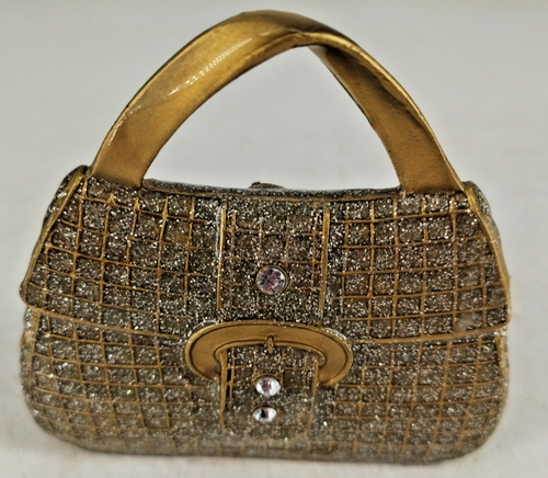 Vtg Women’s Mini Purse Bag Bedazzled Metal Handbag Gold Diamond Accents ...
