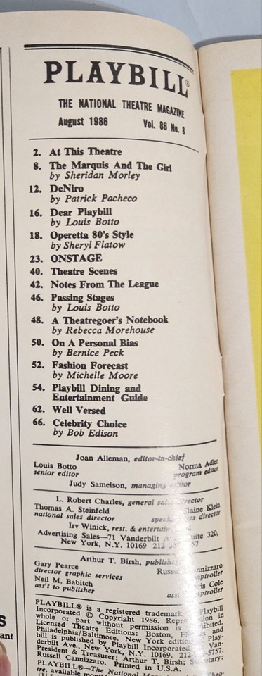 Me and My Girl Playbill Aug 1986 Robert Lindsay | eBay