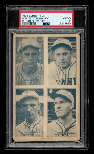 1936 Exhibits 4 On 1 Set-Break B.Terry, G.Mancuso C.Hubbell, M.Ott PSA ...